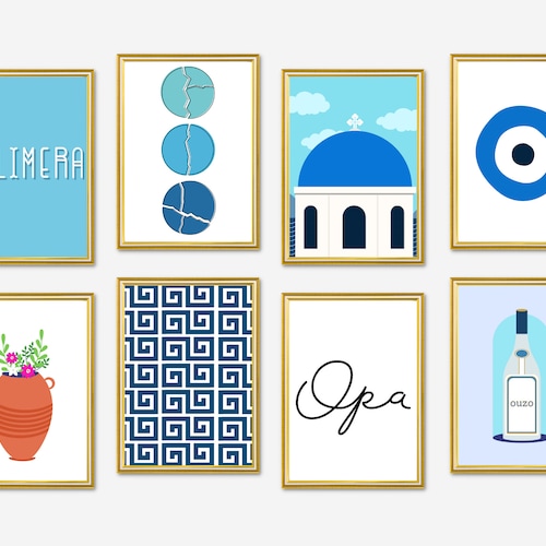 Greek Wall Art Bundle Greek Print Greece Print Set of 8 - Etsy
