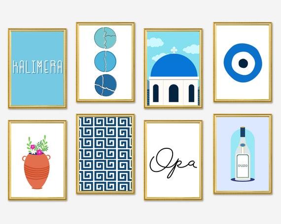 Greek Wall Art Bundle Greek Print Greece Print Set of 8 - Etsy