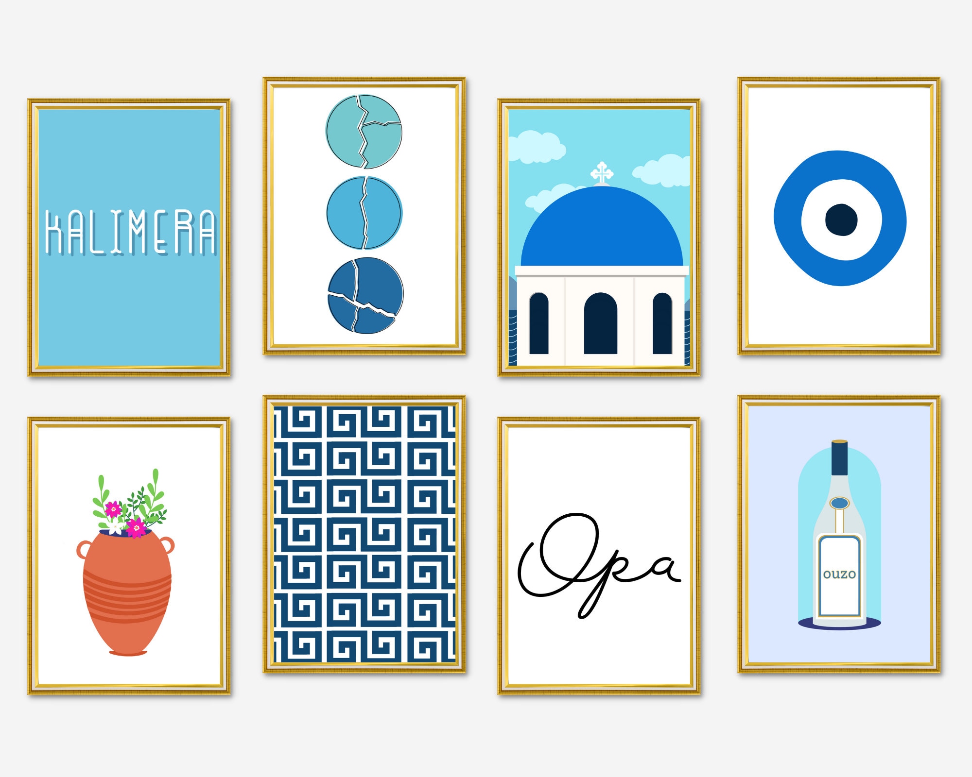 Greek Wall Art Bundle Greek Print Greece Print Set of 8 - Etsy