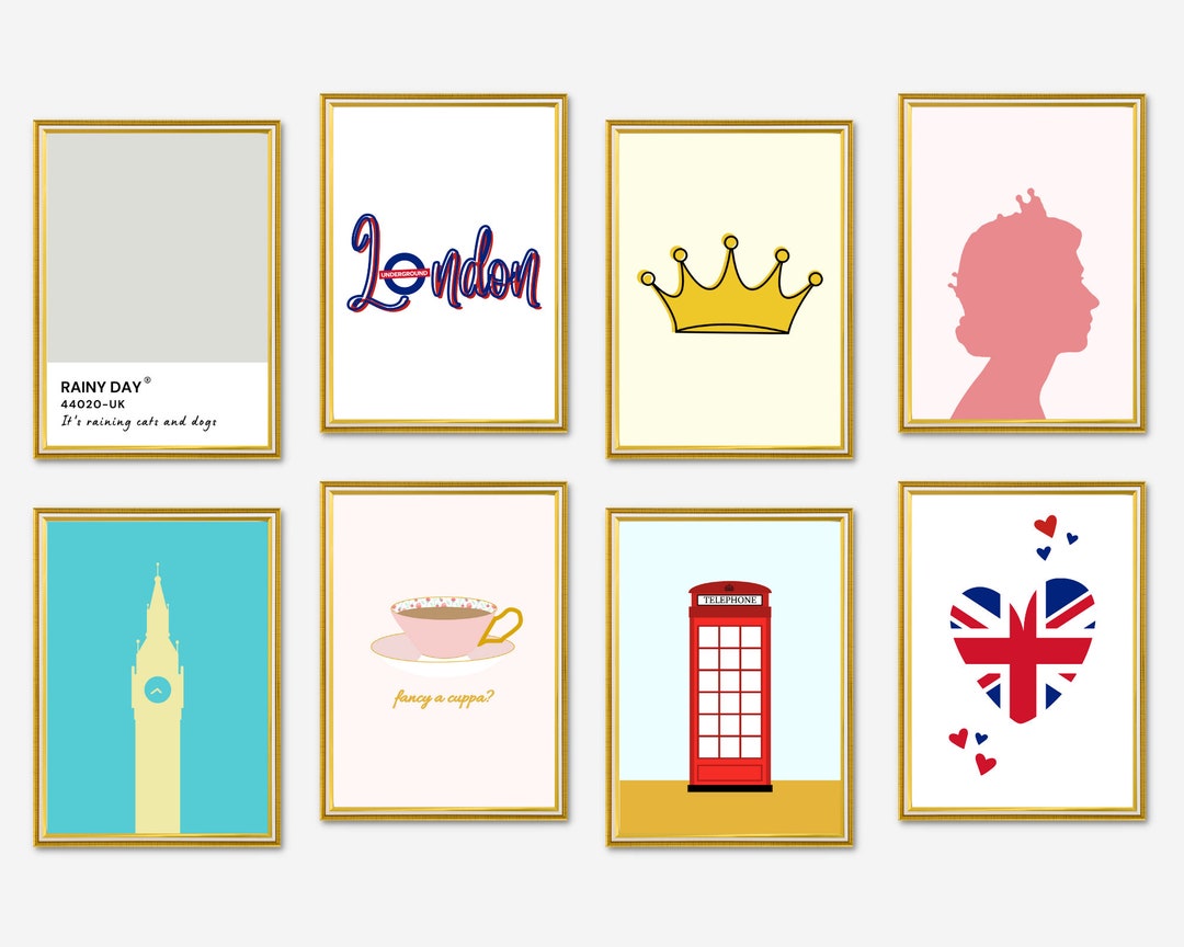 English Wall Art Bundle | London Print | England Print | Set of 8 ...