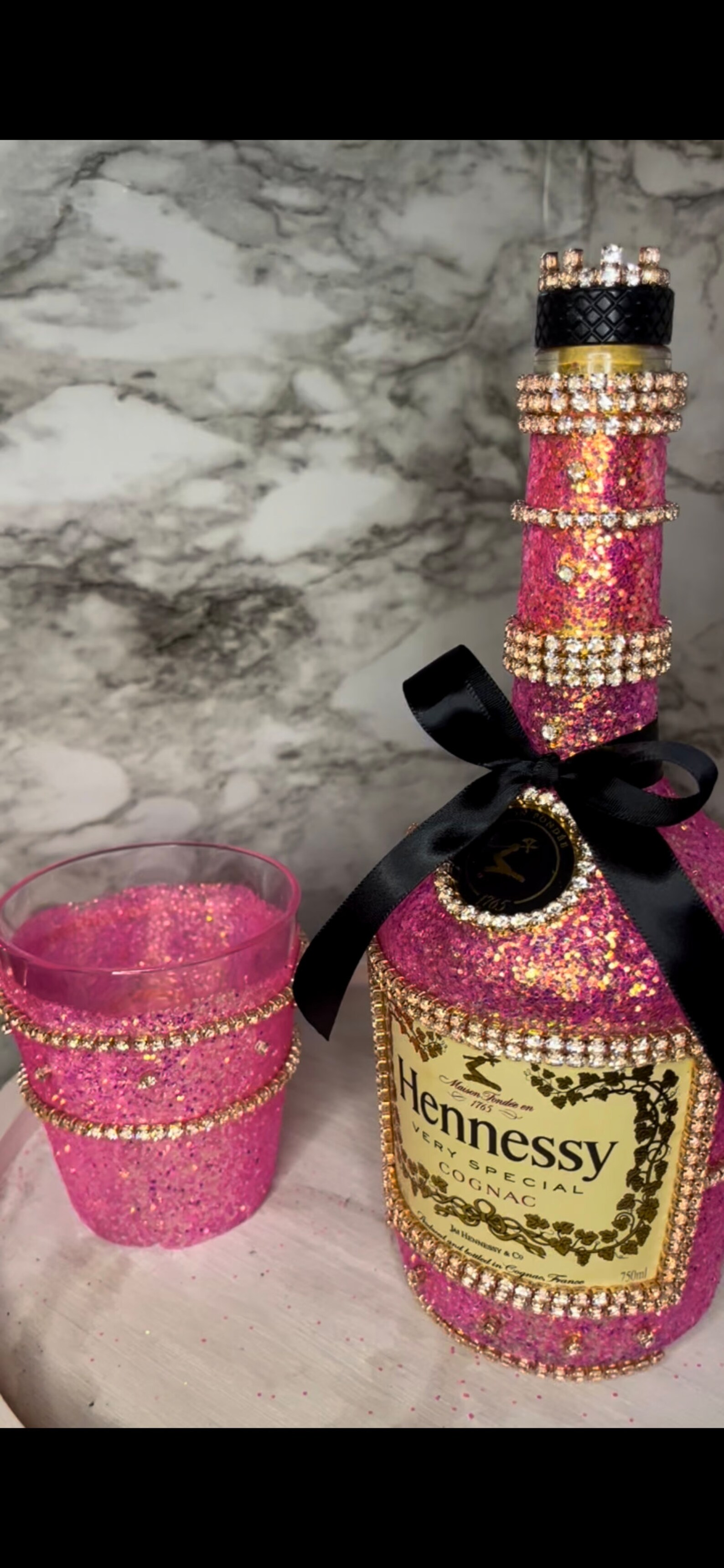 Glitzy Bling Hennessy Bottle 750ml EMPTY AND Matching Glassware - Etsy