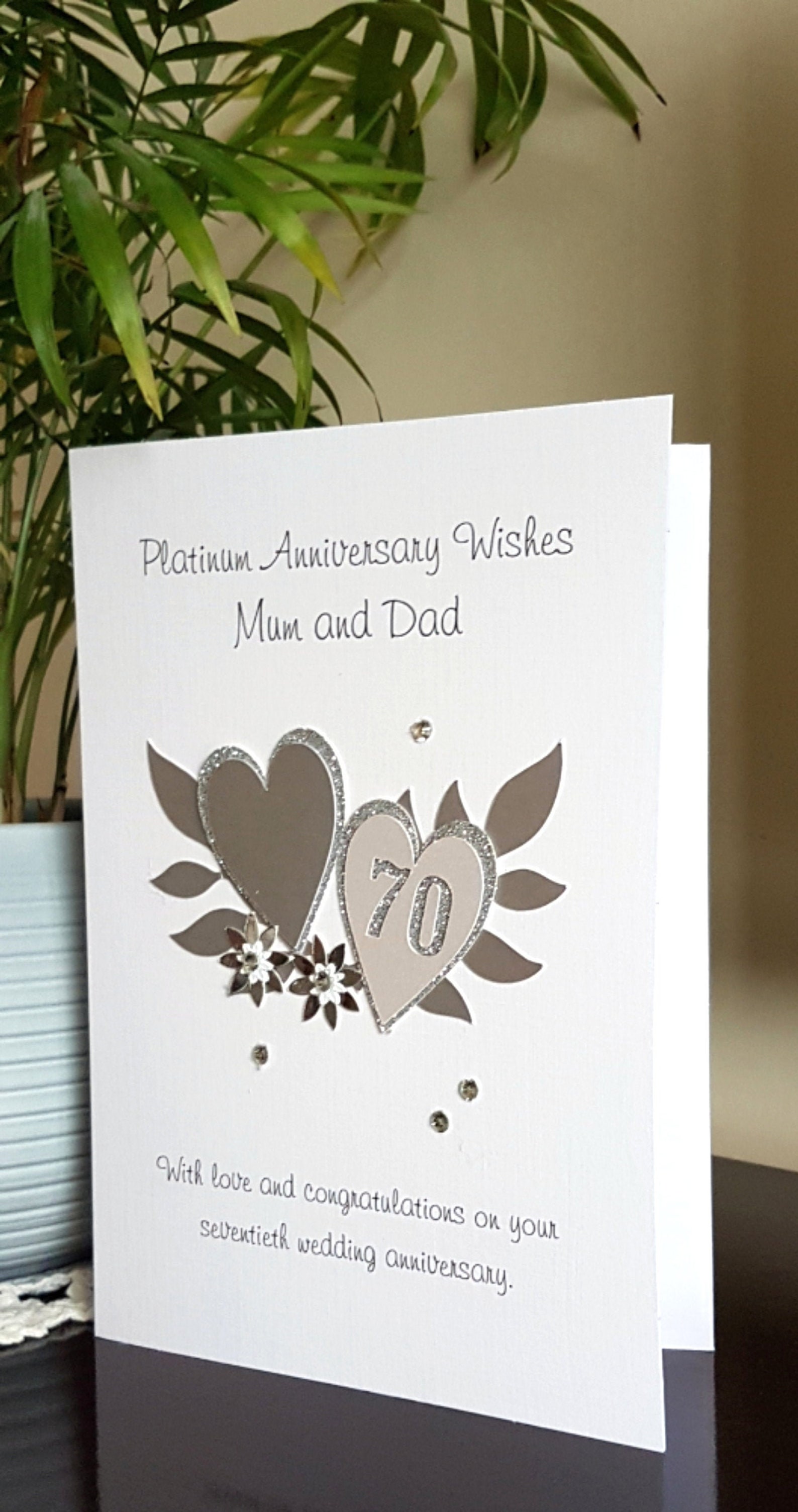 Mum And Dad Platinum 70th Wedding Anniversary Card Etsy