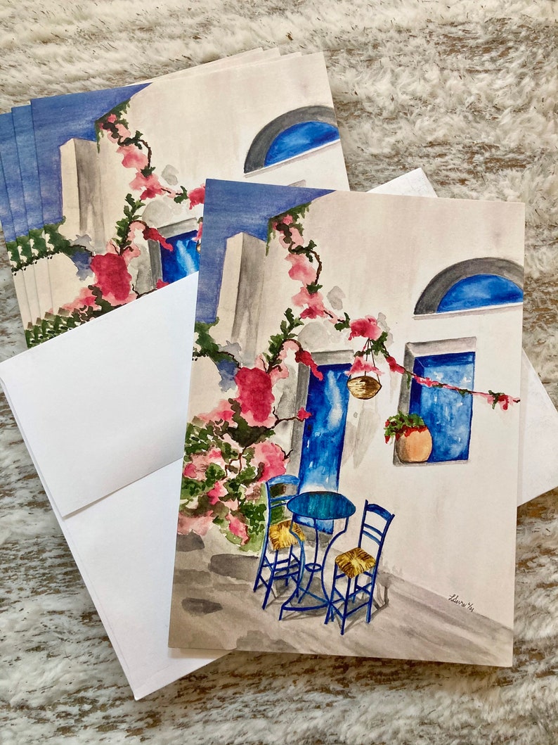 5 Blue Door Watercolor Greeting Cards - Etsy