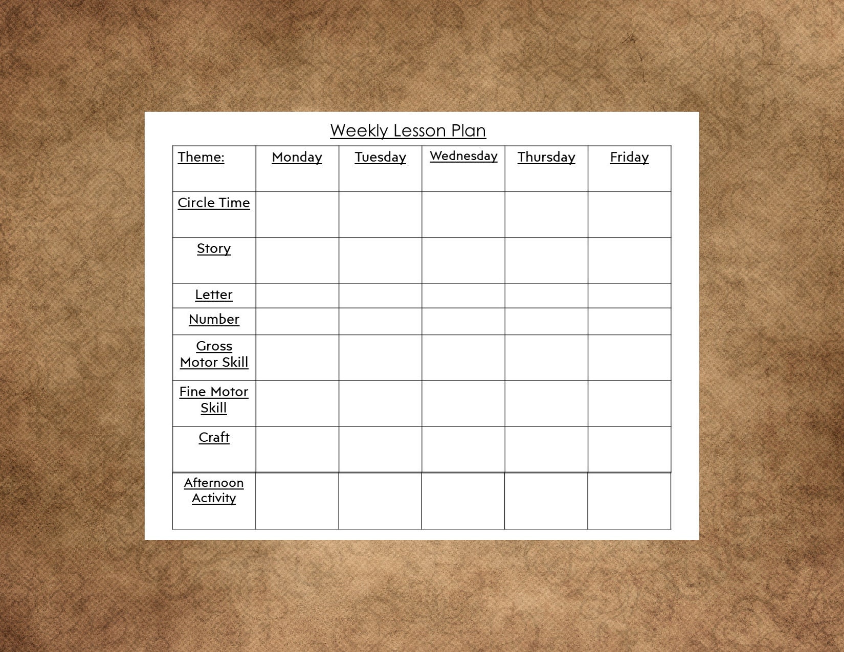 Pre-k Lesson Plan Preschool Lesson Plan Lesson Plan Digital - Etsy