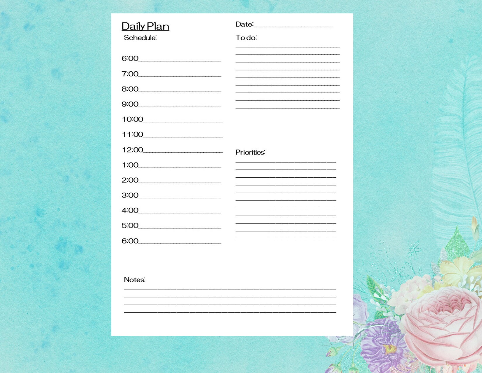 Daily Planner Printable, Hourly Planner, Planner, Work Day Planner - Etsy