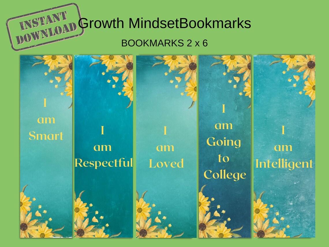 16 Growth Mindset Bookmarks for Students, 16 Mindfulness Bookmarks ...