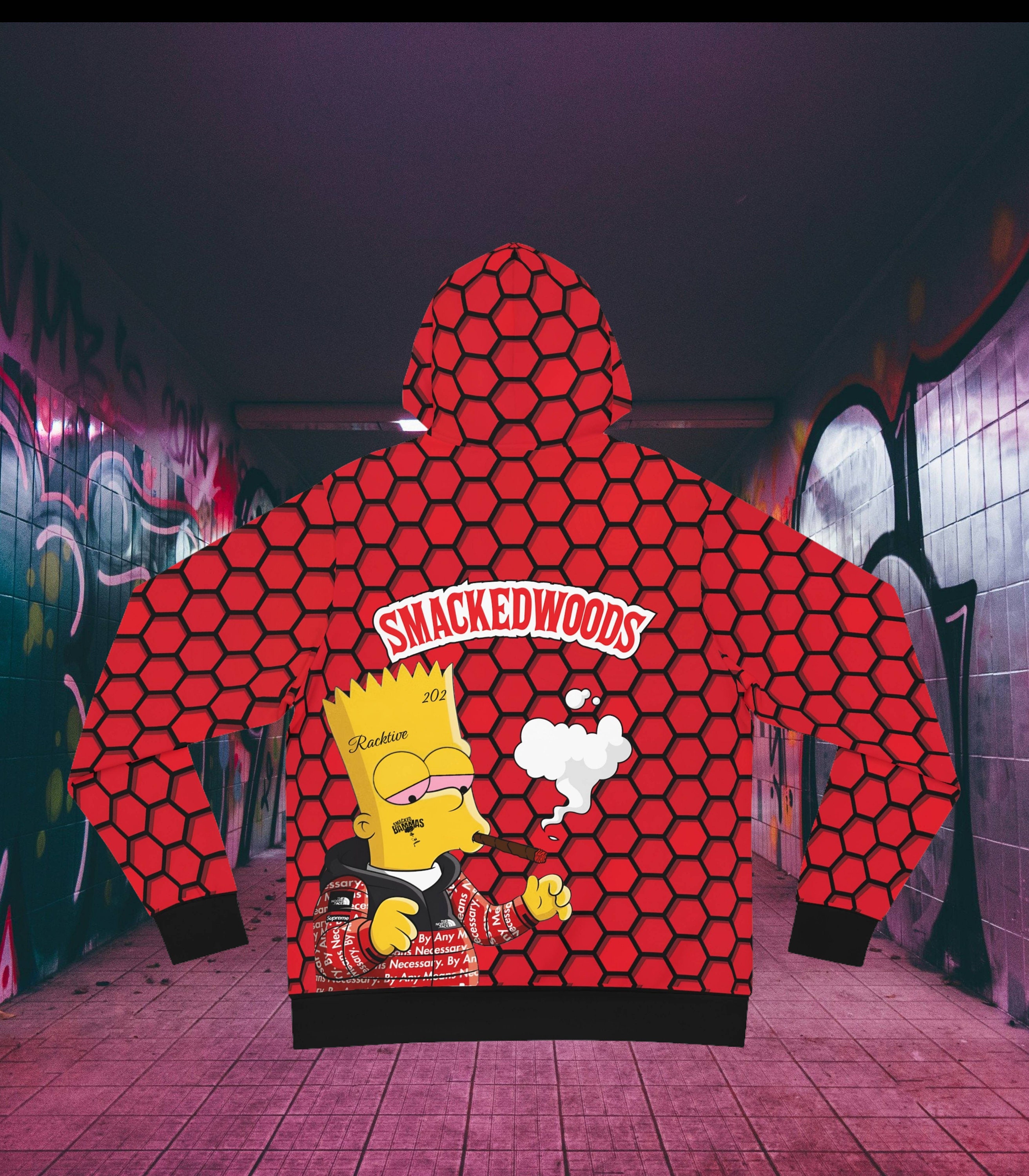 Smacked Woods Bart Simpson Smoking Weed Hoodie for Men Aesthetic Hoodie ...