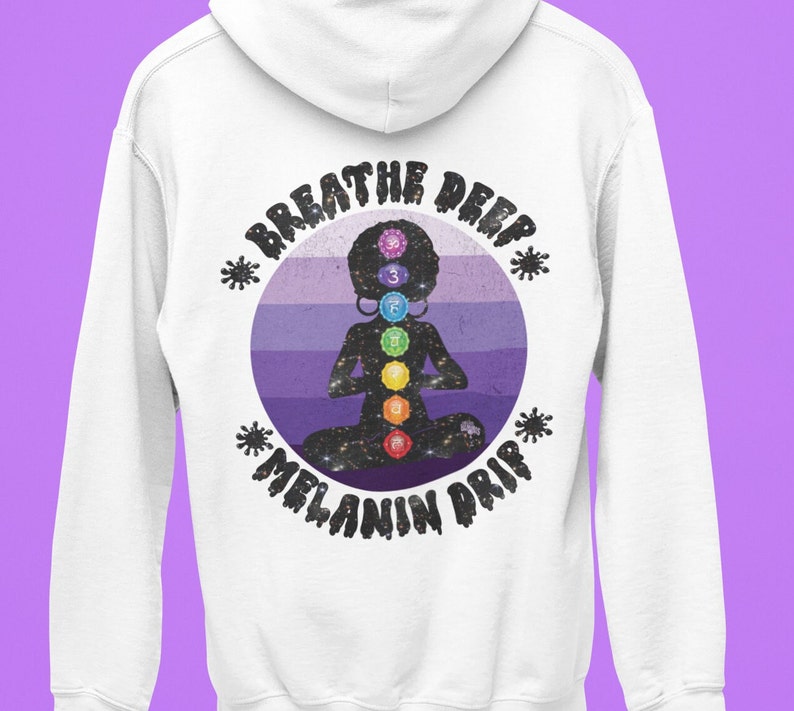 Breath Deep Afro Galaxy Chakra Women's Hoodie Gifts for Her Black Queen ...