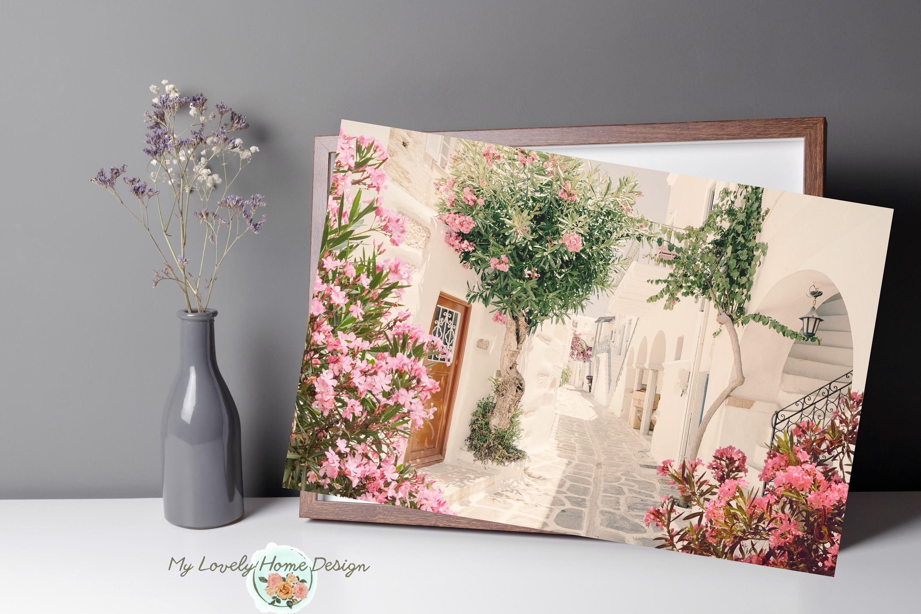 Santorini Greece Photograpy Poster Pink Sea Beach Landscape - Etsy