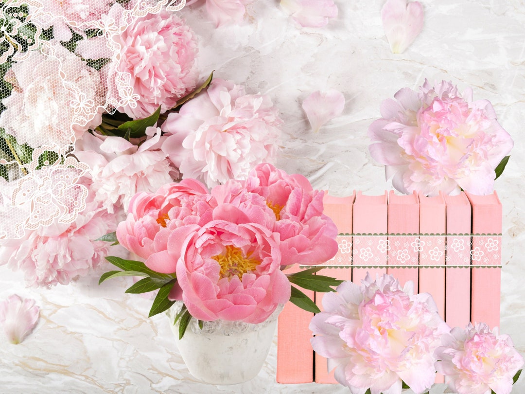 Shabby Chic Rose Prints, Pink Printables Peonies, Cottage Rose Books ...