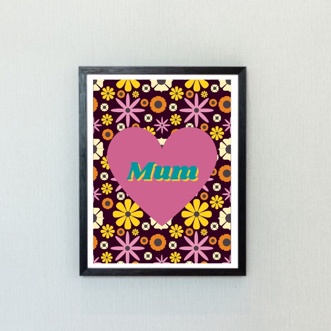 WOBBLY PRINT MUM Print A5 Retro Flower Print - Etsy