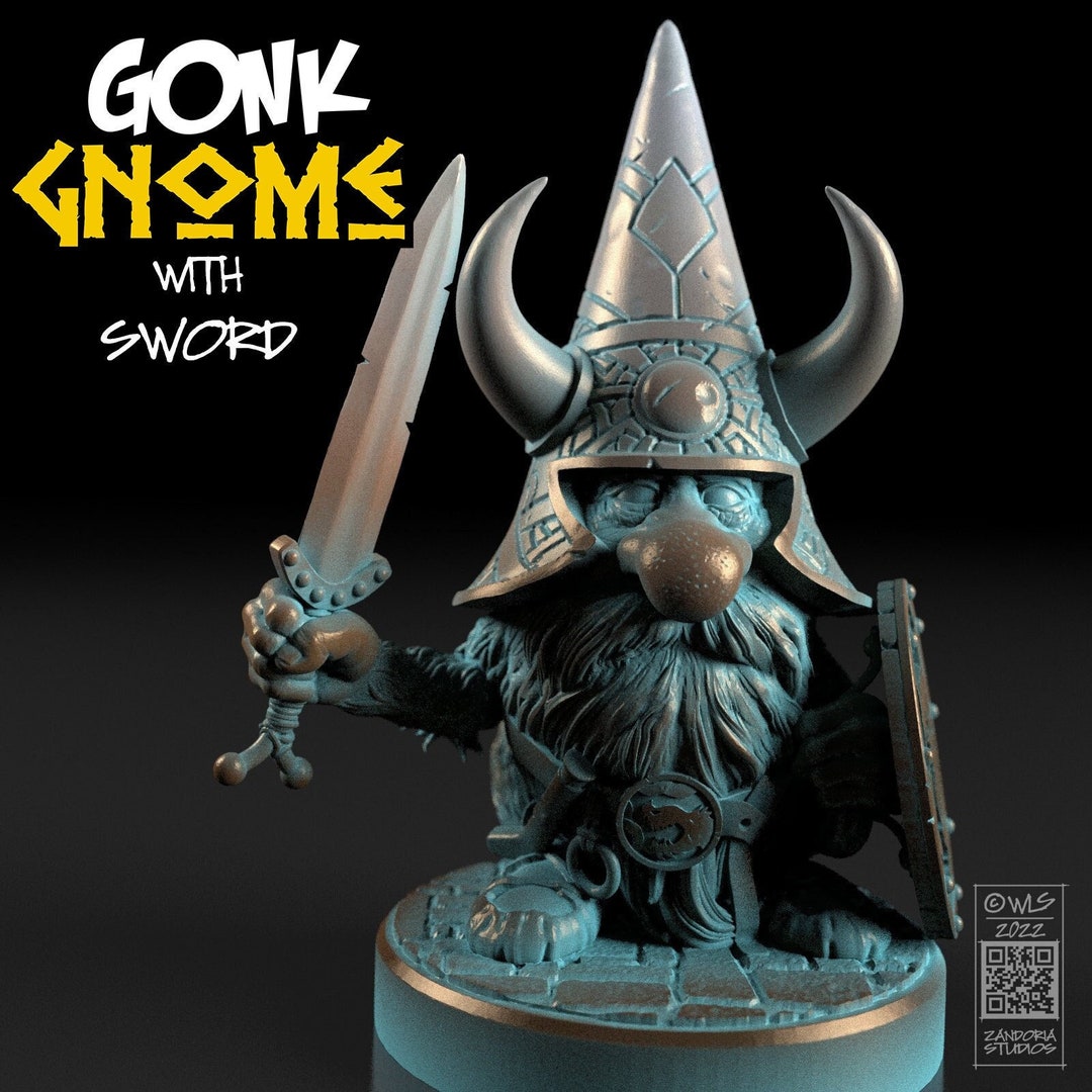 Gonk Gnome or Dwarf With Sword, DND Miniature - Etsy