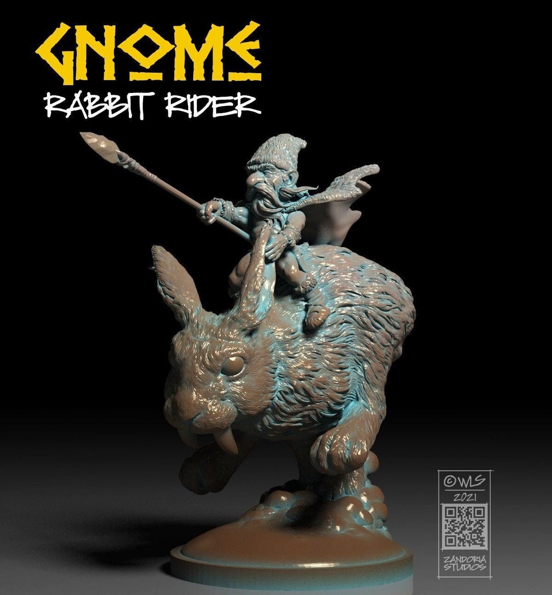 Gnome Rabbit Rider, Fantasy Tabletop RPG Miniature - Etsy