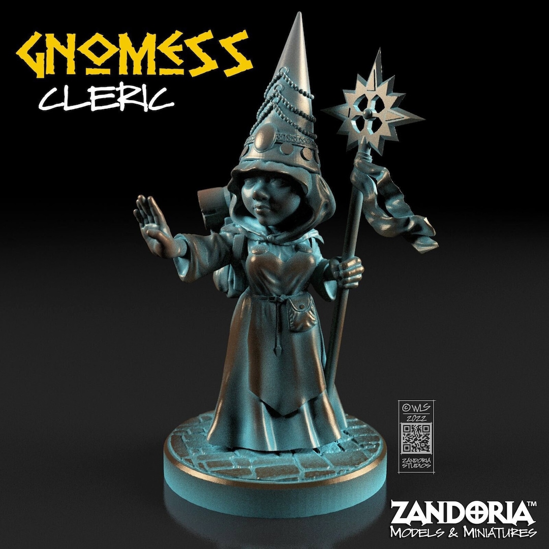 Gnomess Cleric, Female Gnome, Fantasy Miniature for Tabletop Game ...