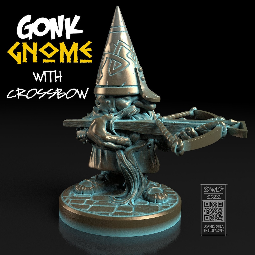 Gonk Gnome With Crossbow, Fantasy Tabletop RPG Miniature or Garden ...