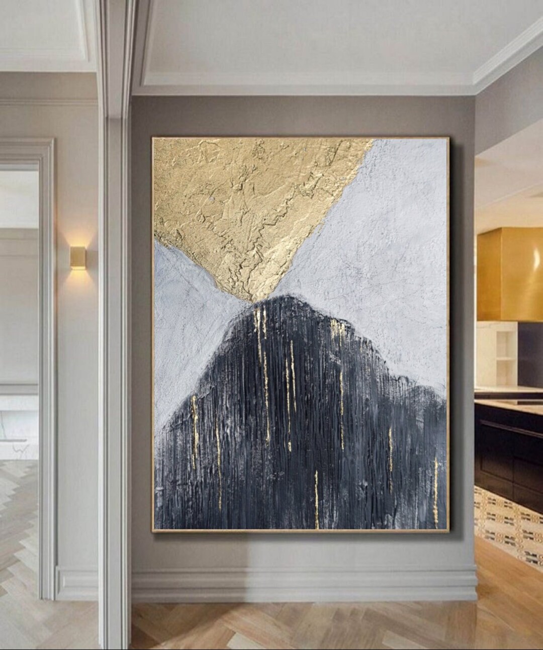 Extra Large Gold Leaf Painting Huge Gold Wall Art Original Textured ...