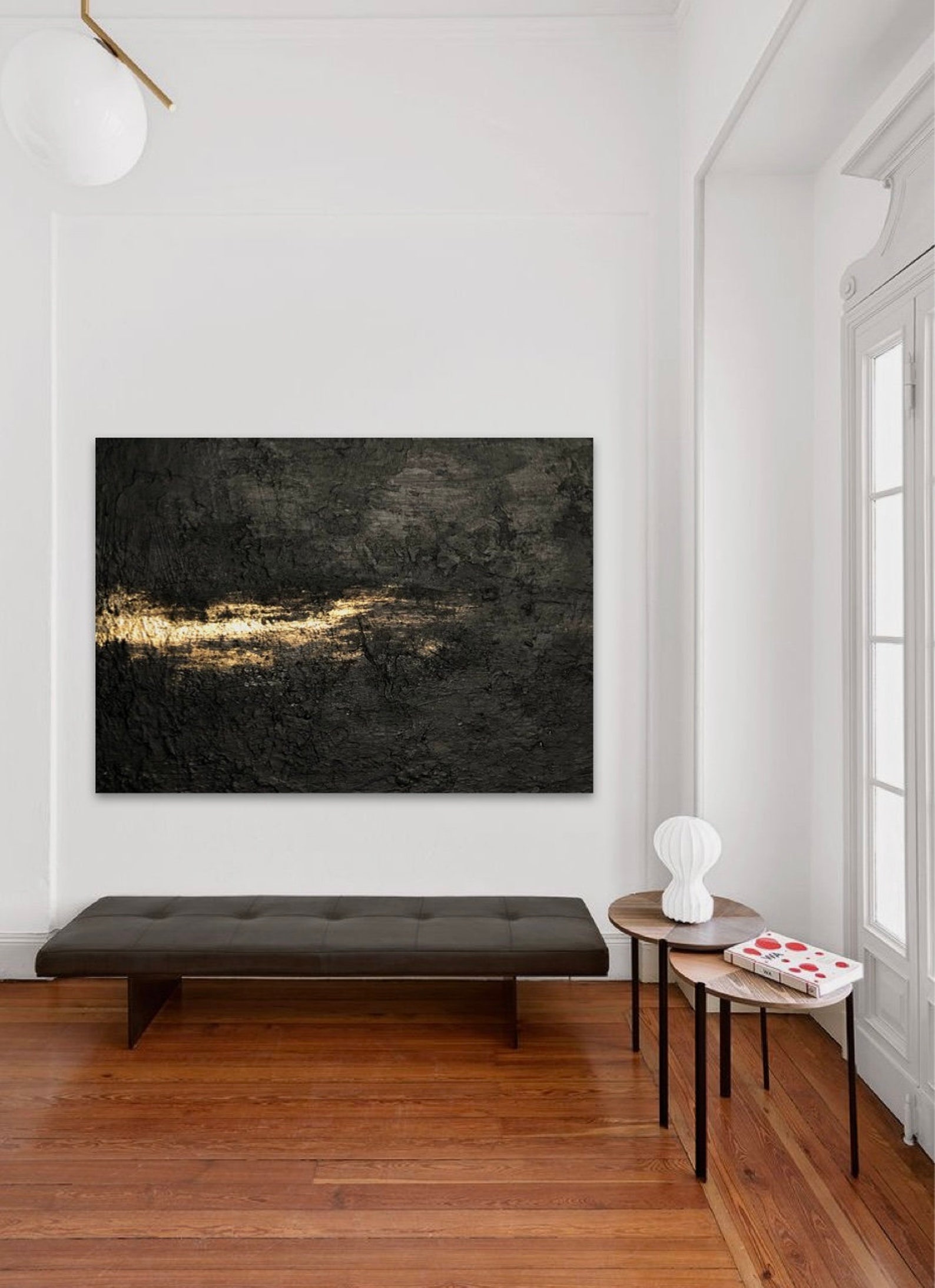 Very Large Black Gold Painting on Canvas Original Abstract | Etsy