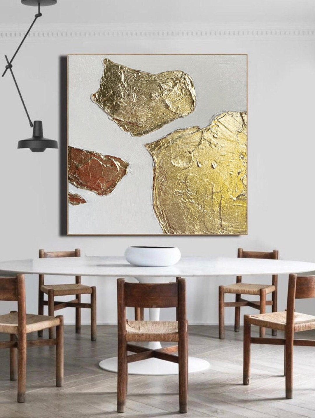 Extra Large Textured Painting on Canvas White and Gold Abstract Art ...