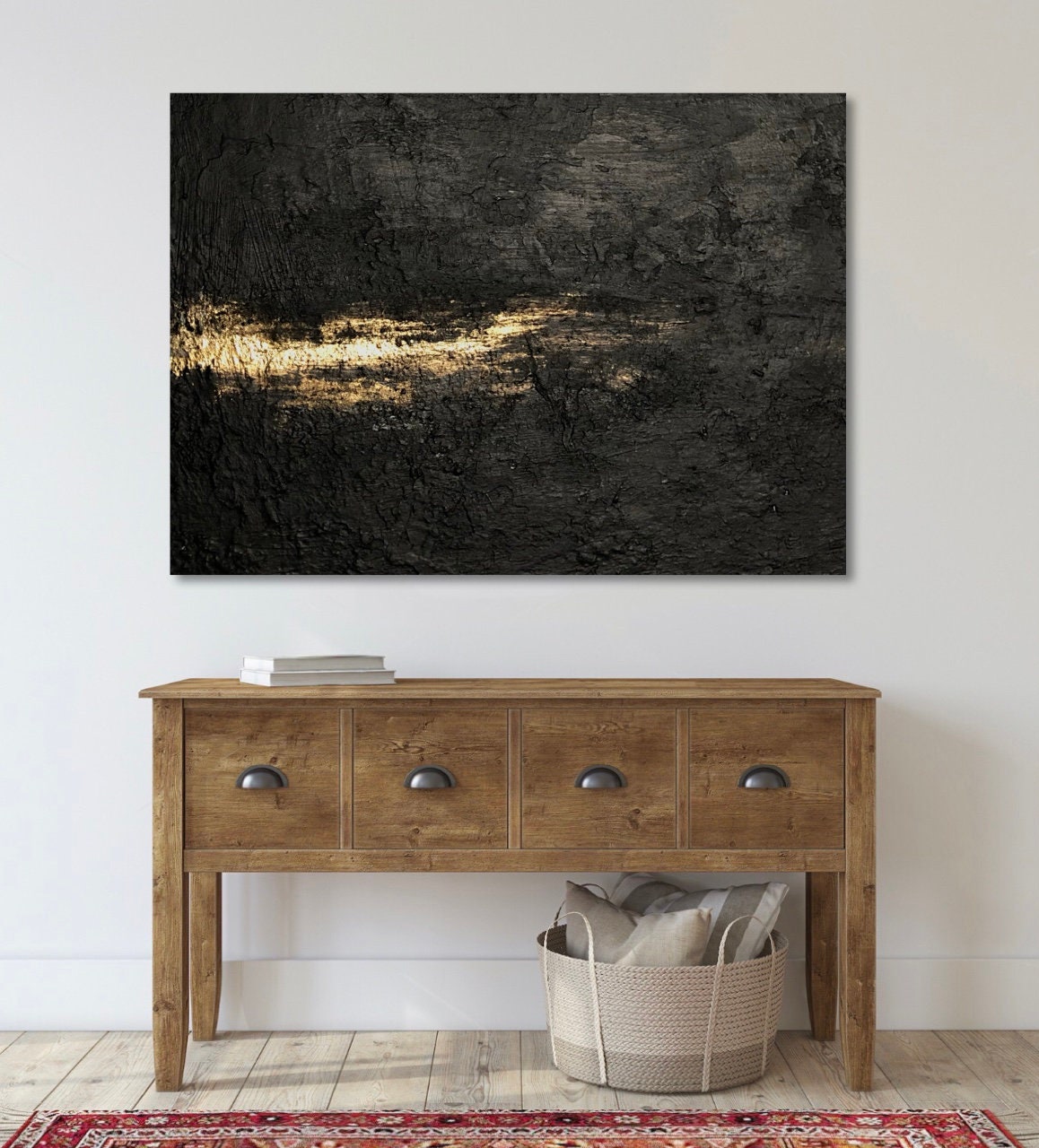 Very Large Black Gold Painting on Canvas Original Abstract - Etsy