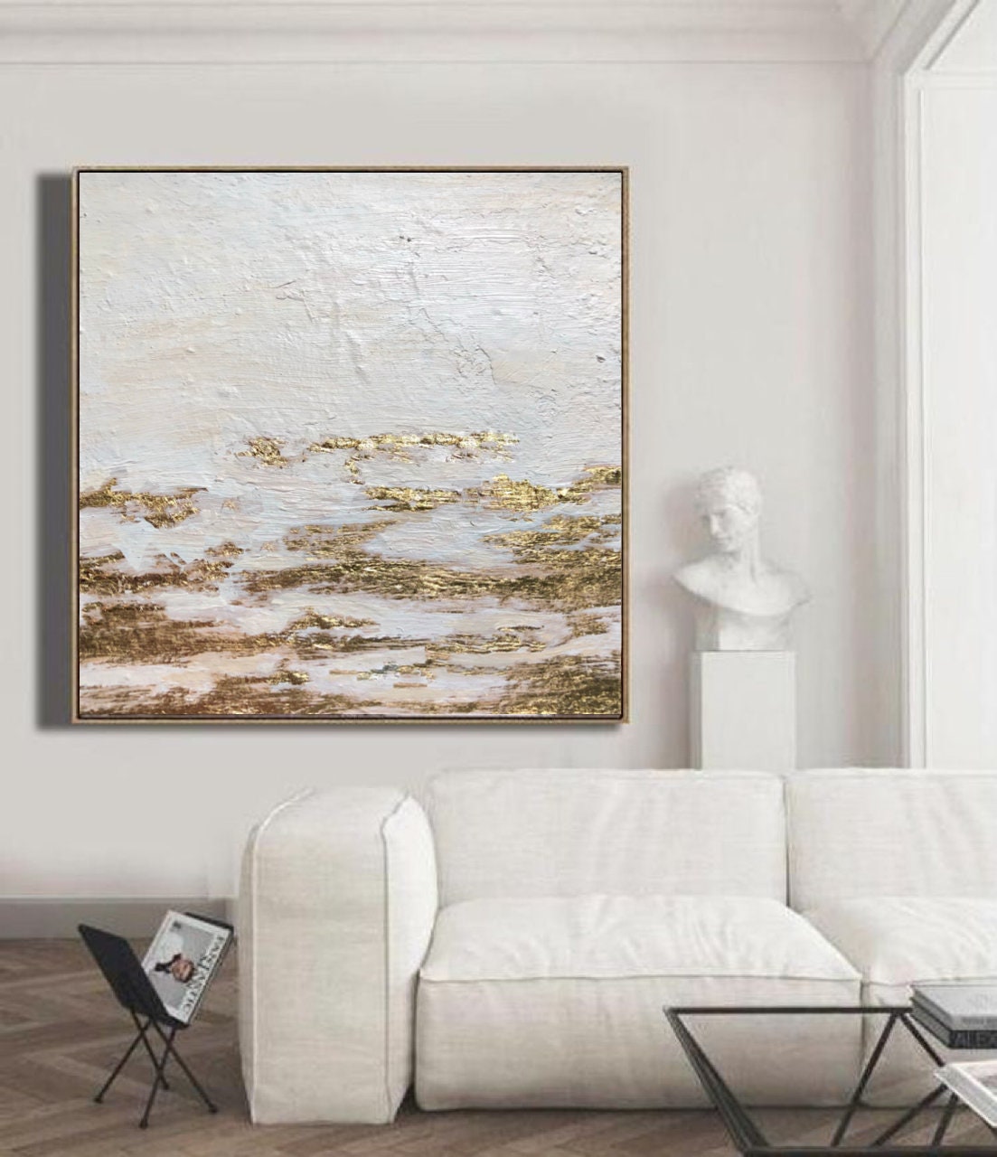 Beige Gold Abstract Painting Original Large Gold and Beige Wall Art ...