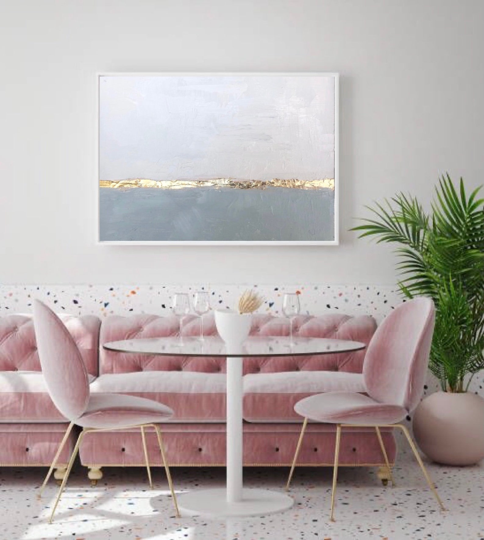 Neutral Abstract Painting on Canvas White and Blue Painting - Etsy