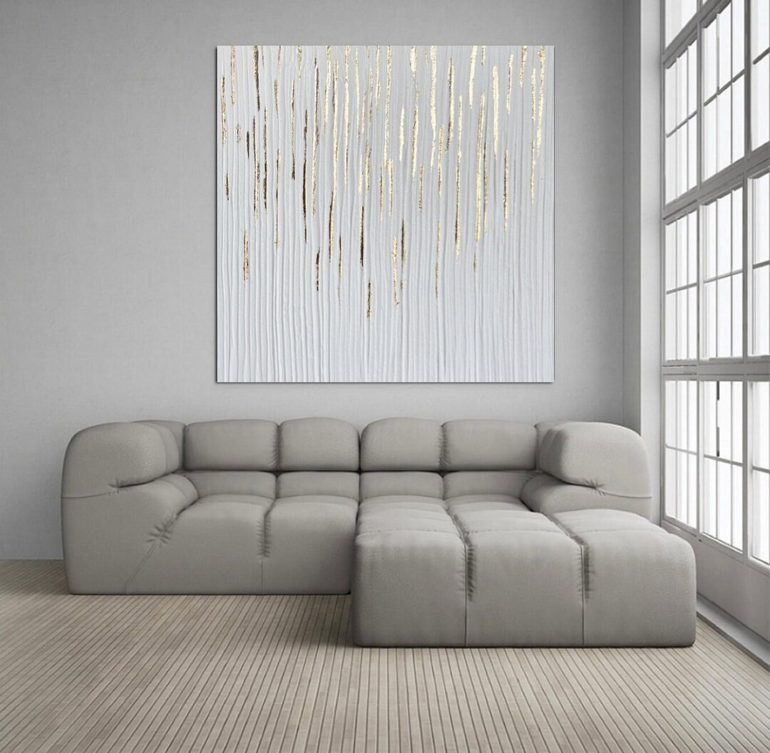 Extra Large Good Leaf Wall Art White Abstract Original Painting on ...