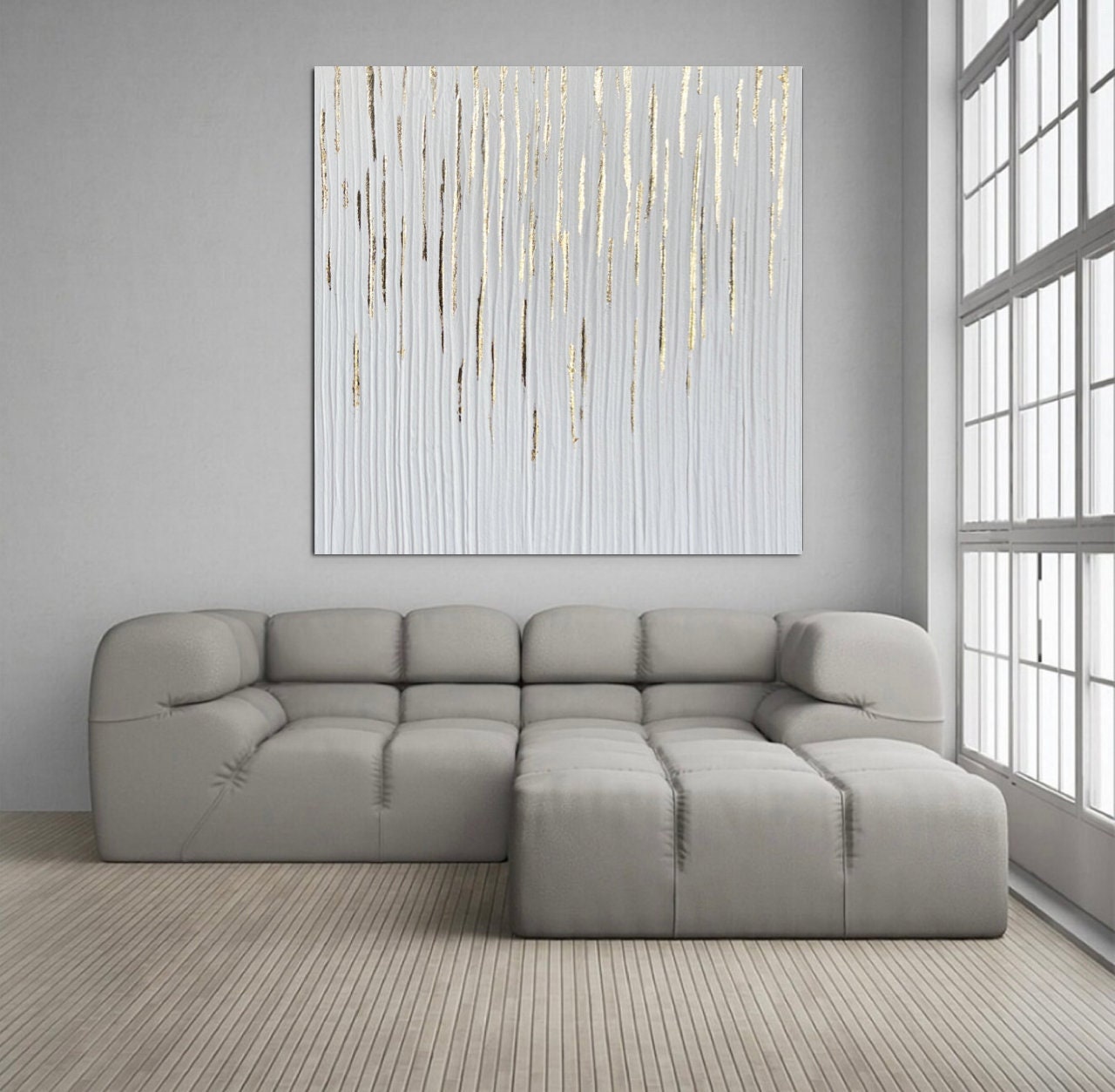 Extra Large Good Leaf Wall Art White Abstract Original Painting on ...