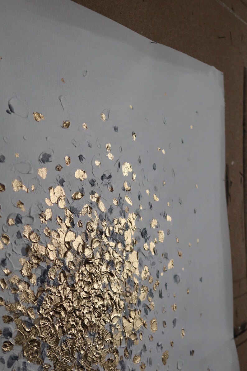 Extra Large Abstract Painting, White and Gold Textured Canvas - Art ...