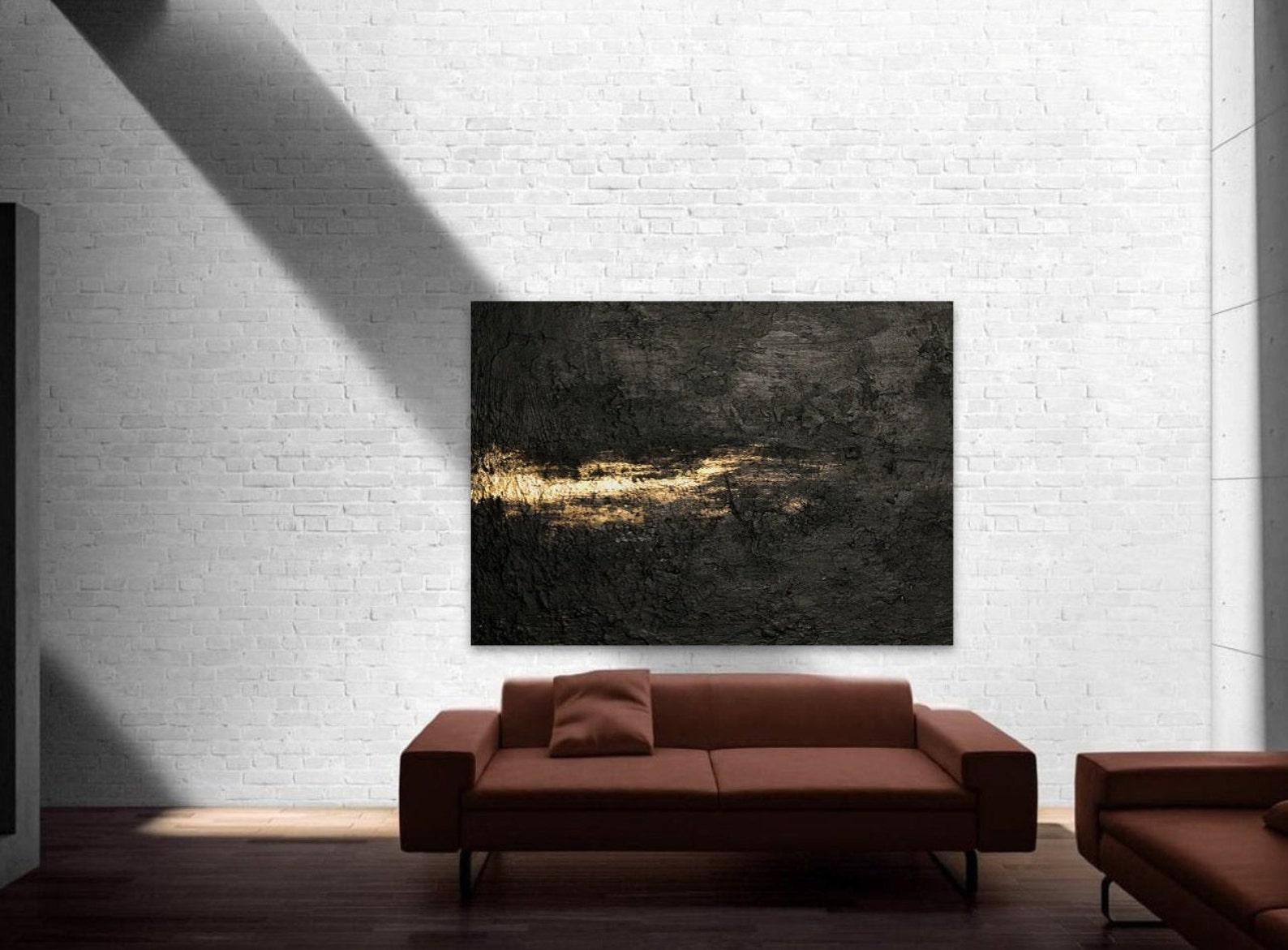 Very Large Black Gold Painting on Canvas Original Abstract - Etsy