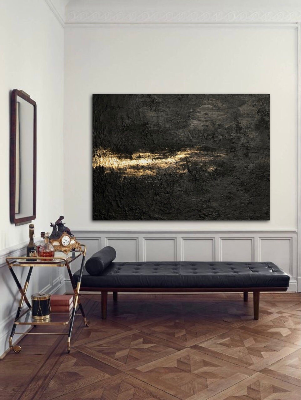 Very Large Black Gold Painting on Canvas Original Abstract - Etsy