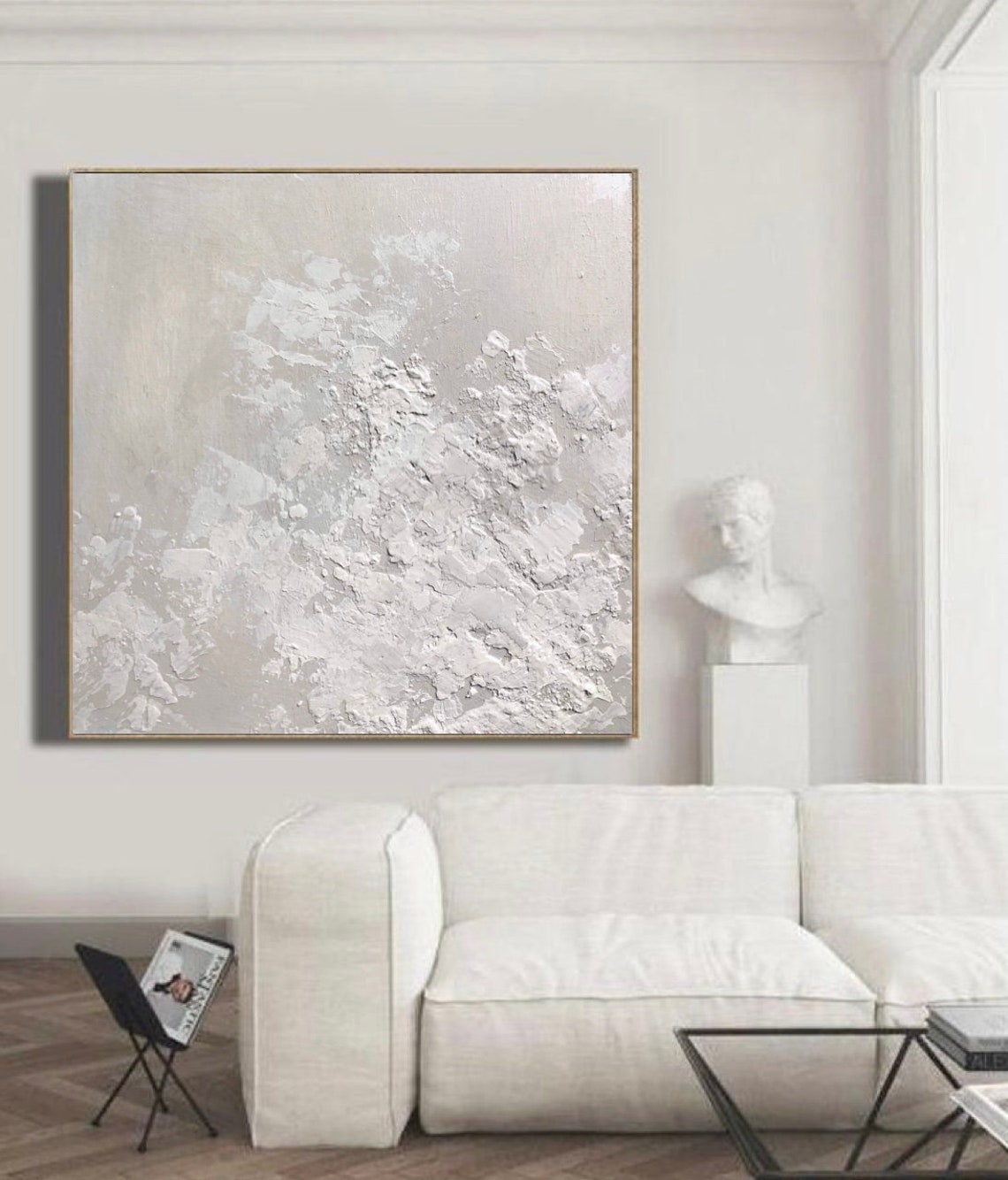 Extra Large Original Painting on Canvas White Abstract - Etsy
