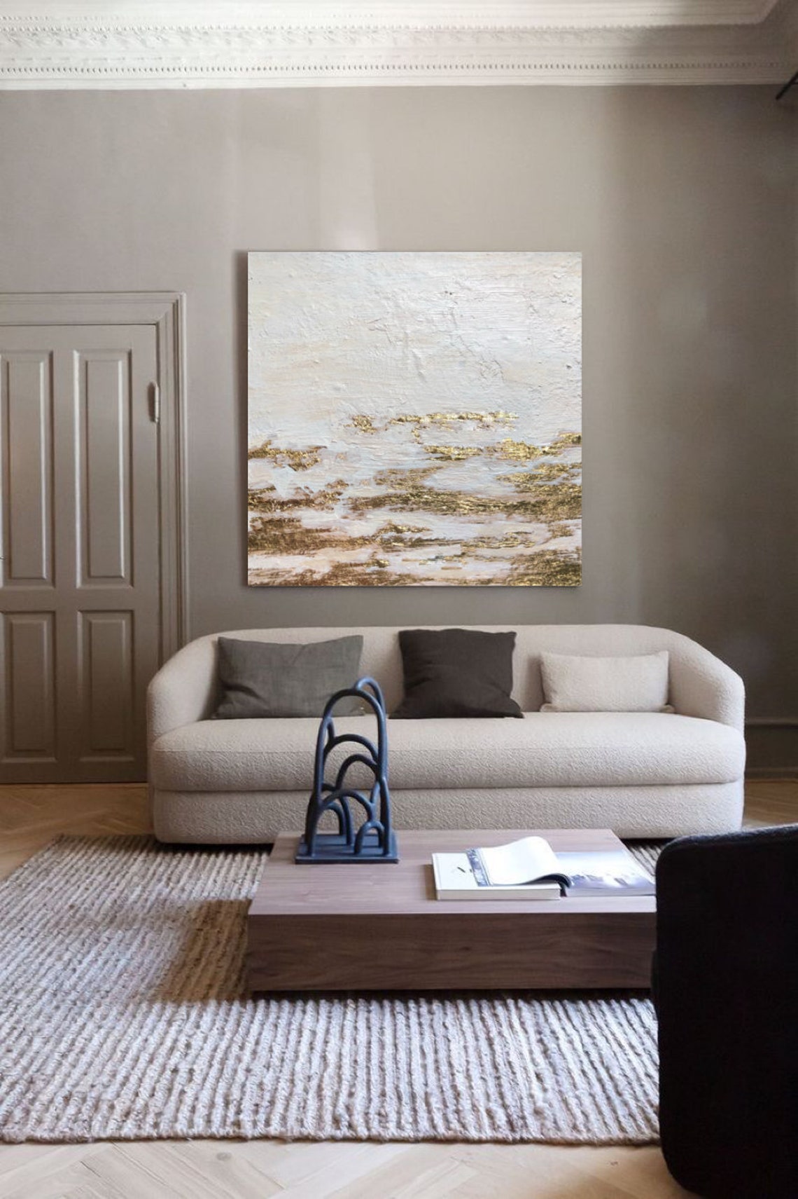 Beige Gold Abstract Painting Original Large Gold and Beige - Etsy