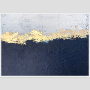 Large Blue Gold Canvas Abstract Original Hand Painted Wall Art Gold ...