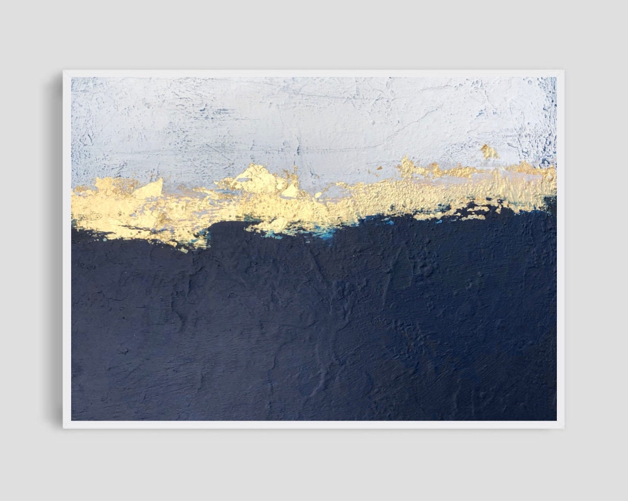 Large Blue Gold Canvas Abstract Original Hand Painted Wall Art - Etsy