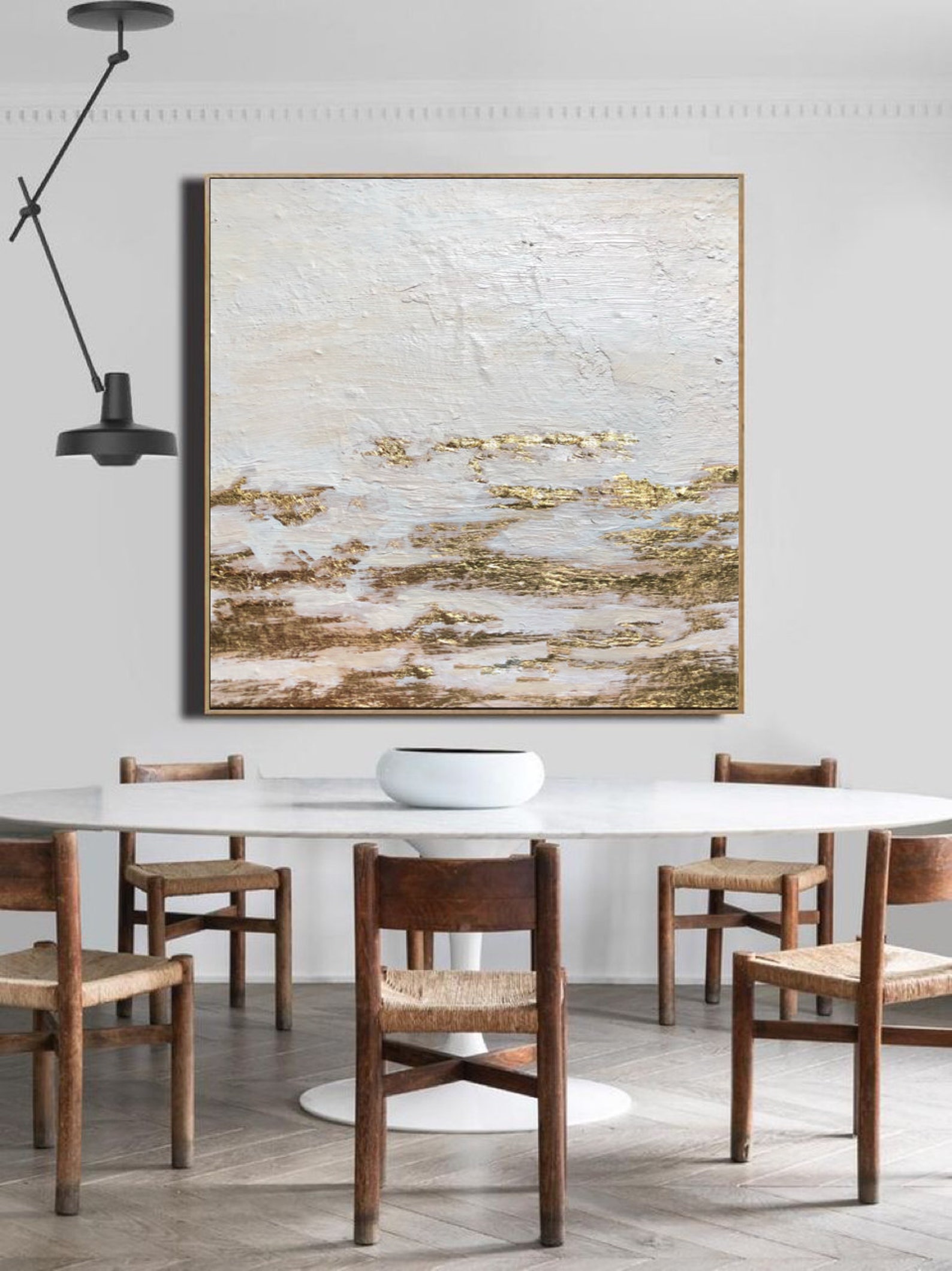 Beige Gold Abstract Painting Original Large Gold and Beige Wall Art ...