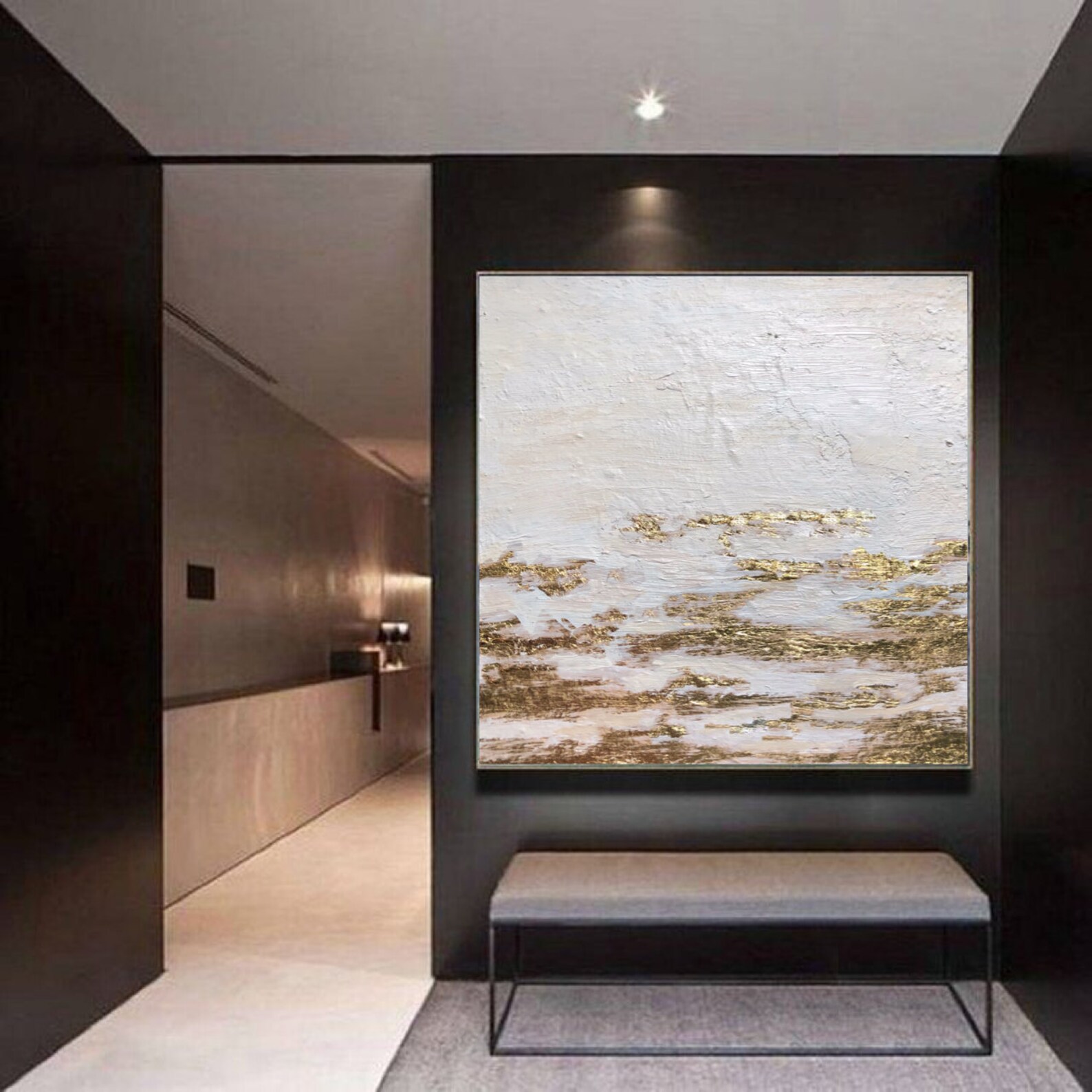 Beige Gold Abstract Painting Original Large Gold and Beige Wall Art ...