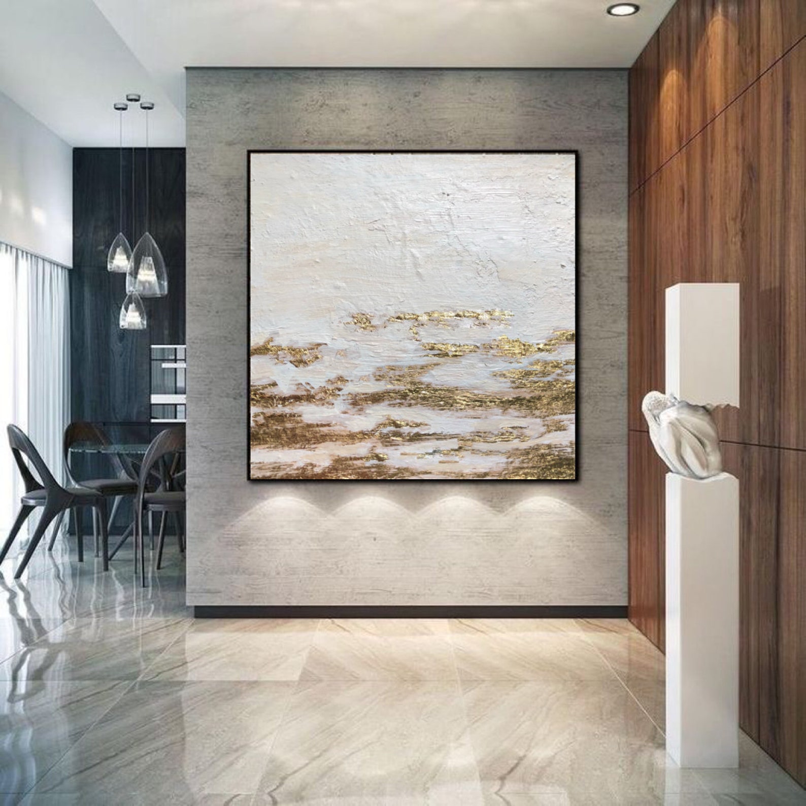 Beige Gold Abstract Painting Original Large Gold and Beige - Etsy