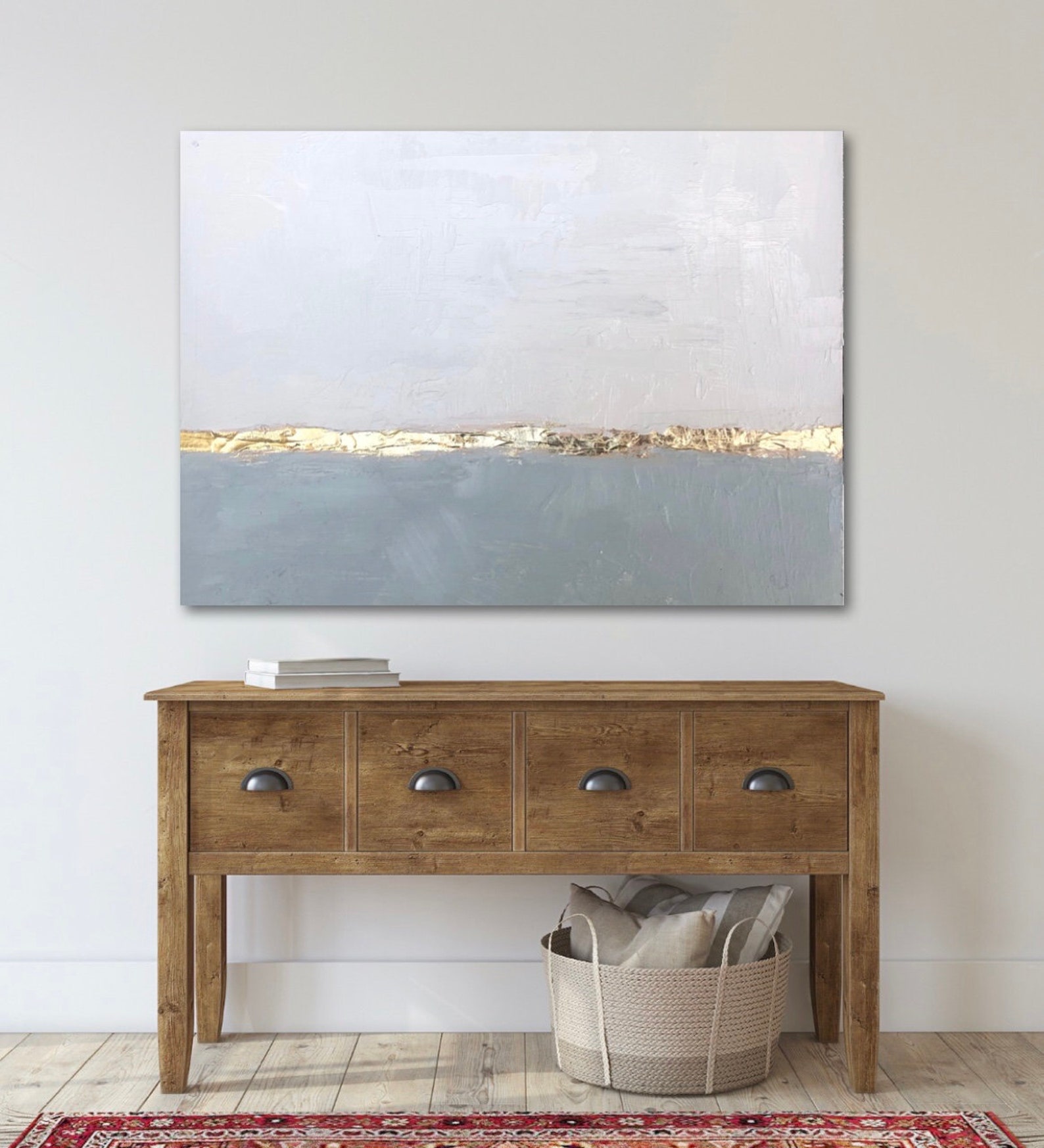 Neutral Abstract Painting on Canvas White and Blue Painting - Etsy UK