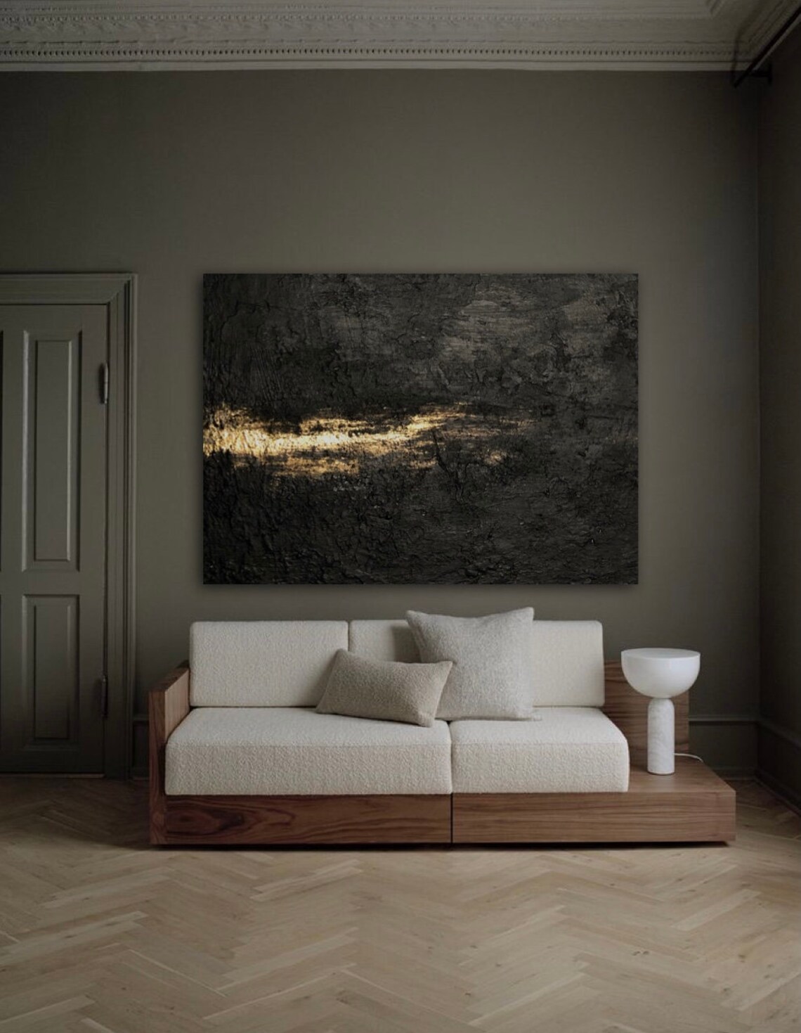 Very Large Black Gold Painting on Canvas Original Abstract - Etsy