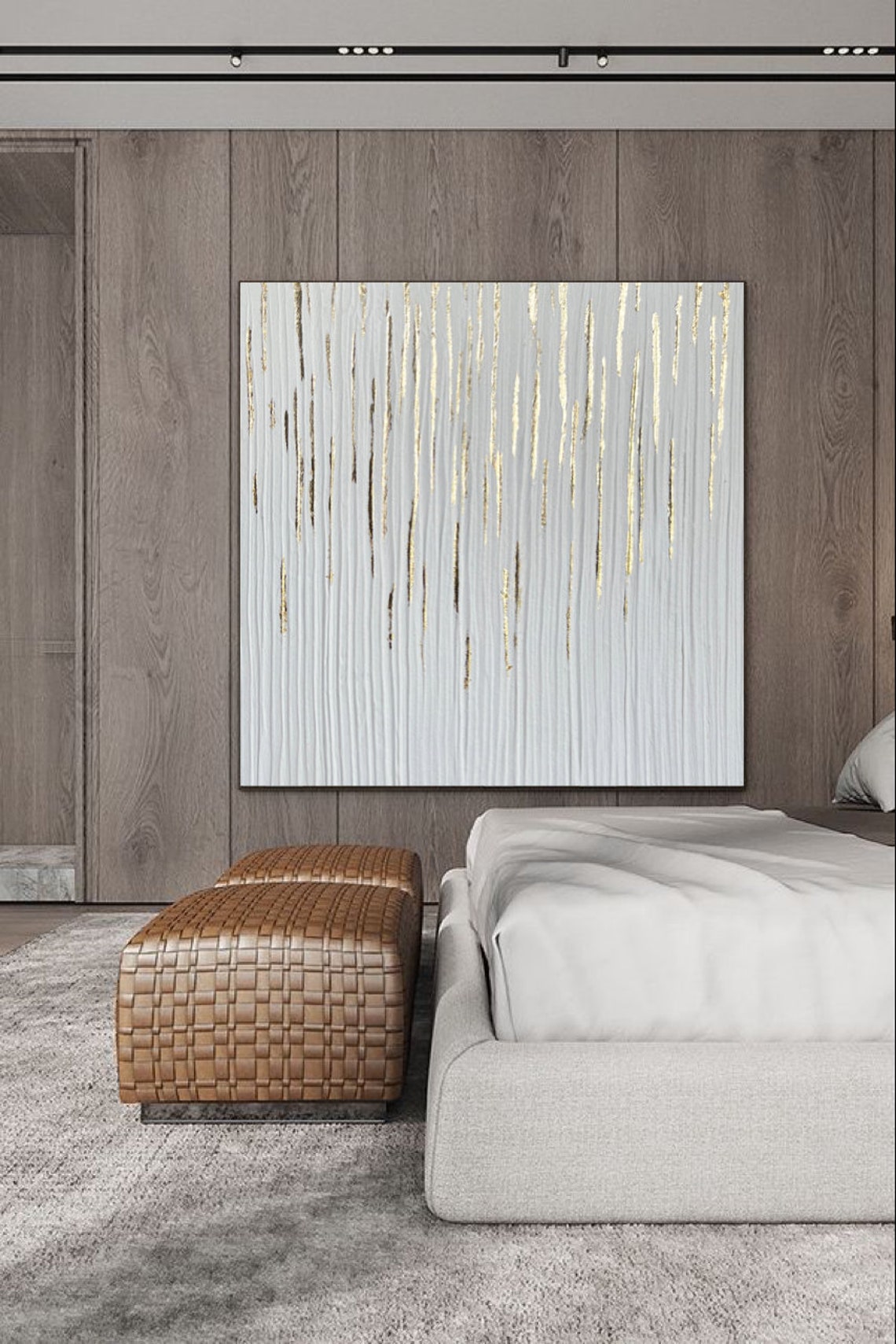 Extra Large Good Leaf Wall Art White Abstract Original Painting on ...