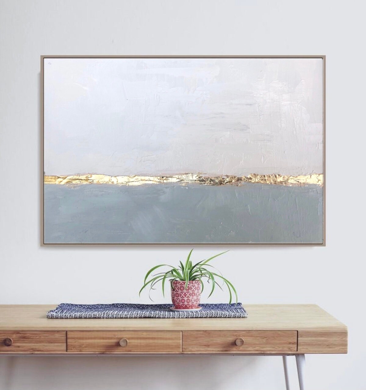 Neutral Abstract Painting on Canvas White and Blue Painting - Etsy UK