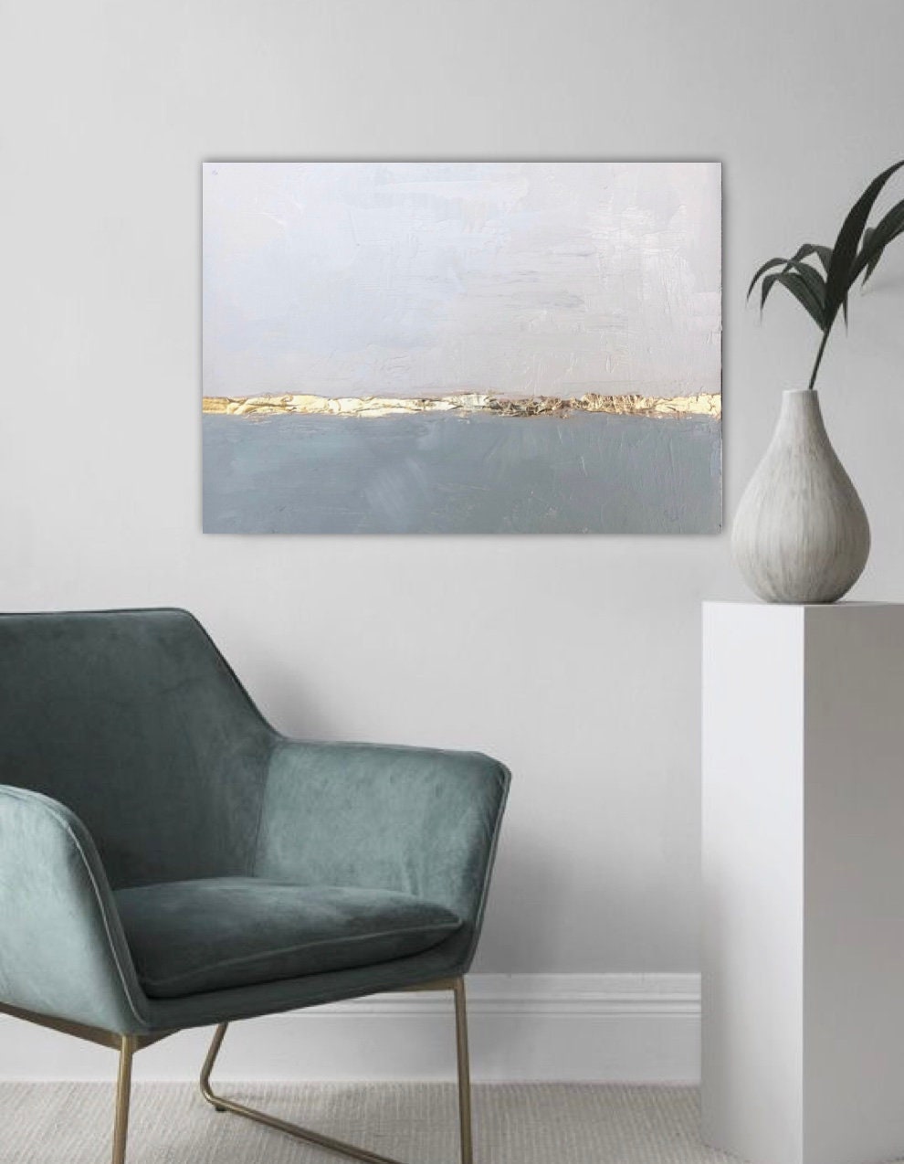 Neutral Abstract Painting on Canvas White and Blue Painting - Etsy UK