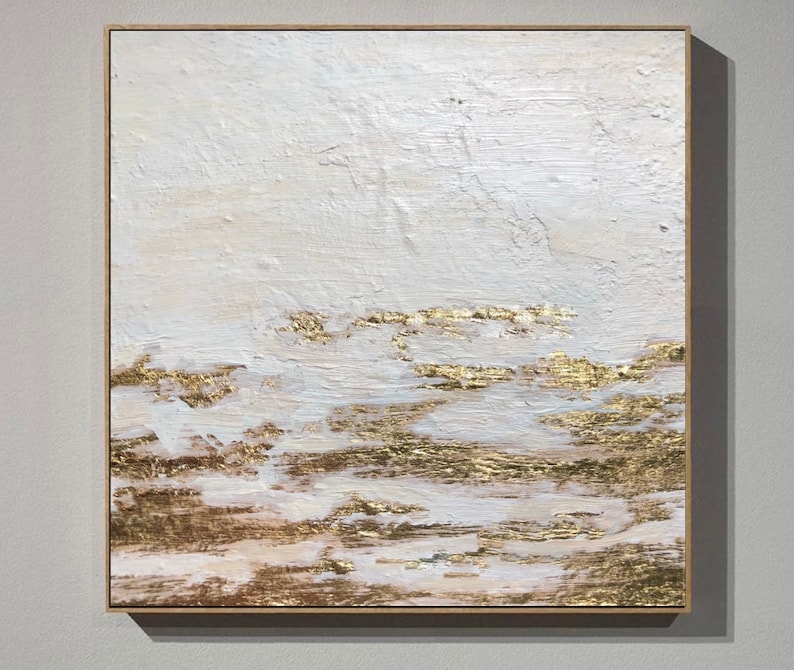 Beige Gold Abstract Painting Original Large Gold and Beige Wall Art ...
