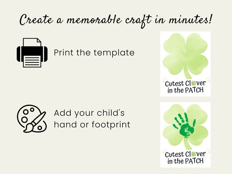 Cutest Clover in the Patch Shamrock Handprint Art Craft DIY St Patrick ...