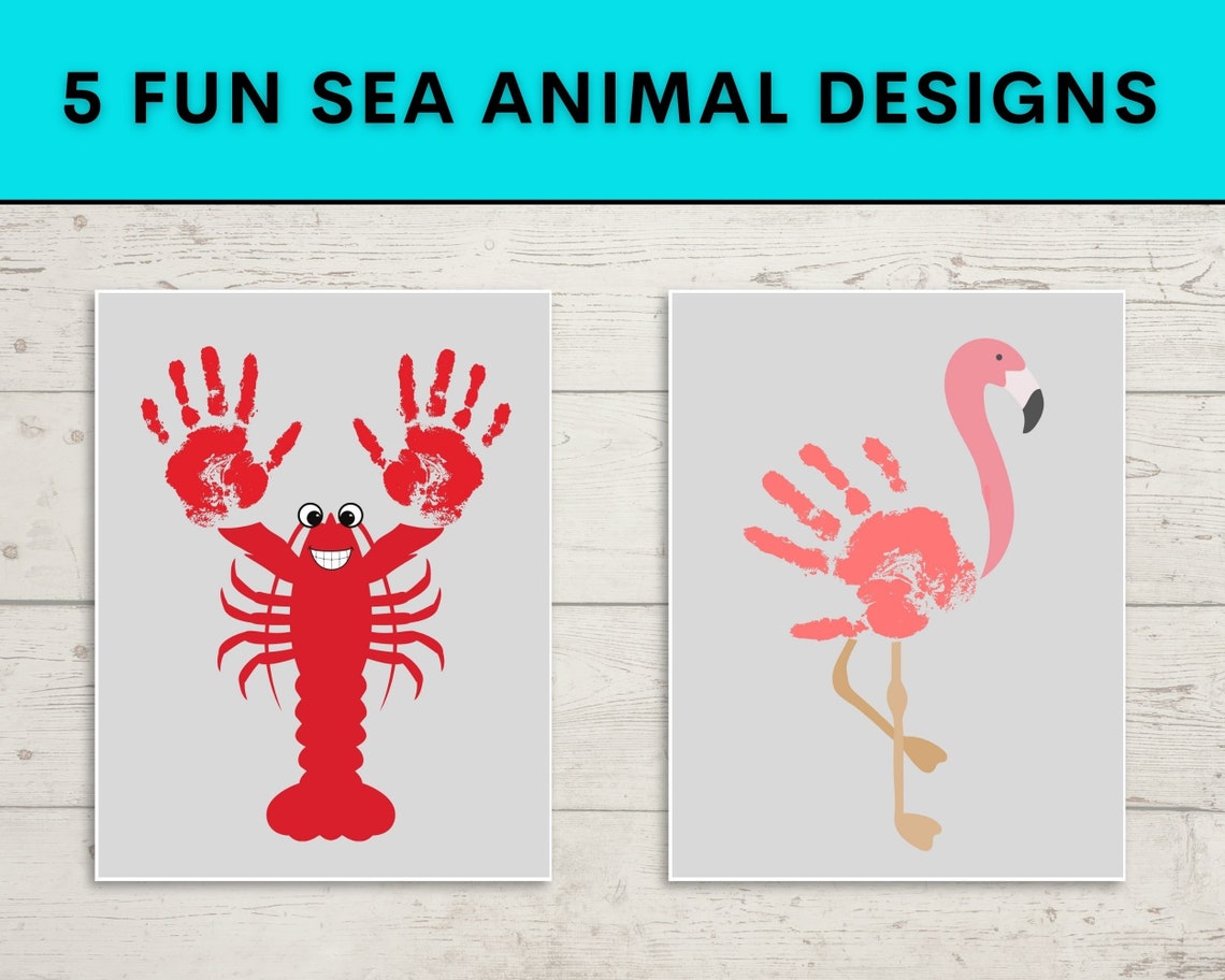 Sea Animals Handprint Art Bundle Handprint Wall Art Crafts - Etsy