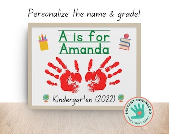 EDITABLE Back to School Apple Handprint Art | First Day of School ...
