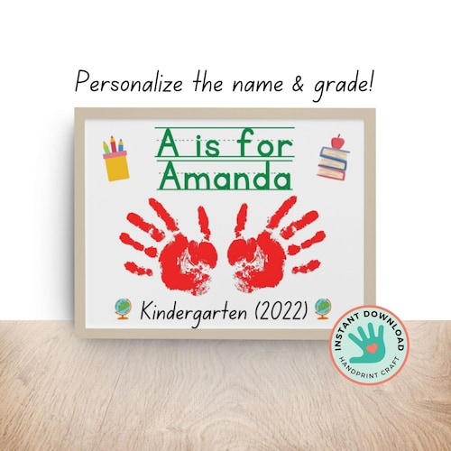 EDITABLE Personalized Name Handprint Art Back to School - Etsy