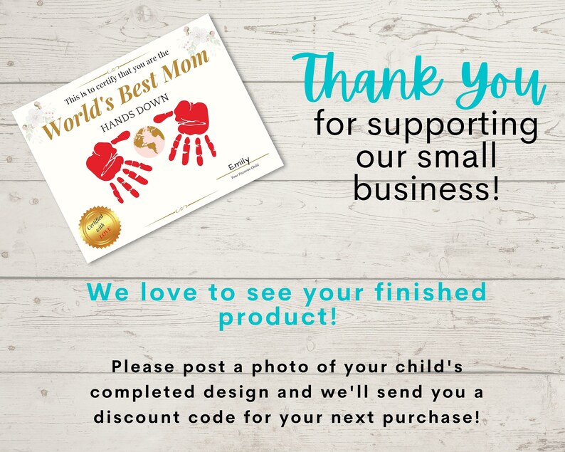 Mothers Day Handprint Art World's Best Mom Hands Down - Etsy
