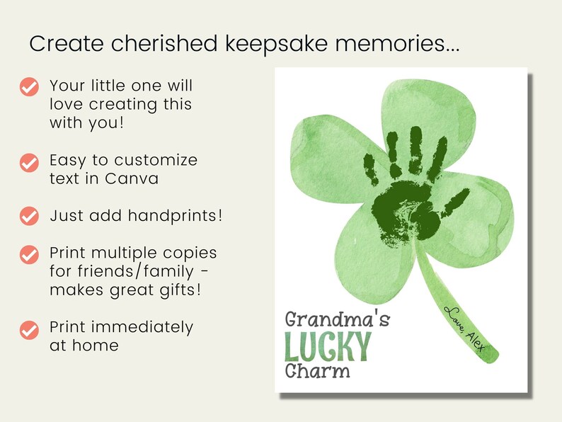 EDITABLE St Patrick's Day Lucky Charm Handprint Art | Shamrock ...