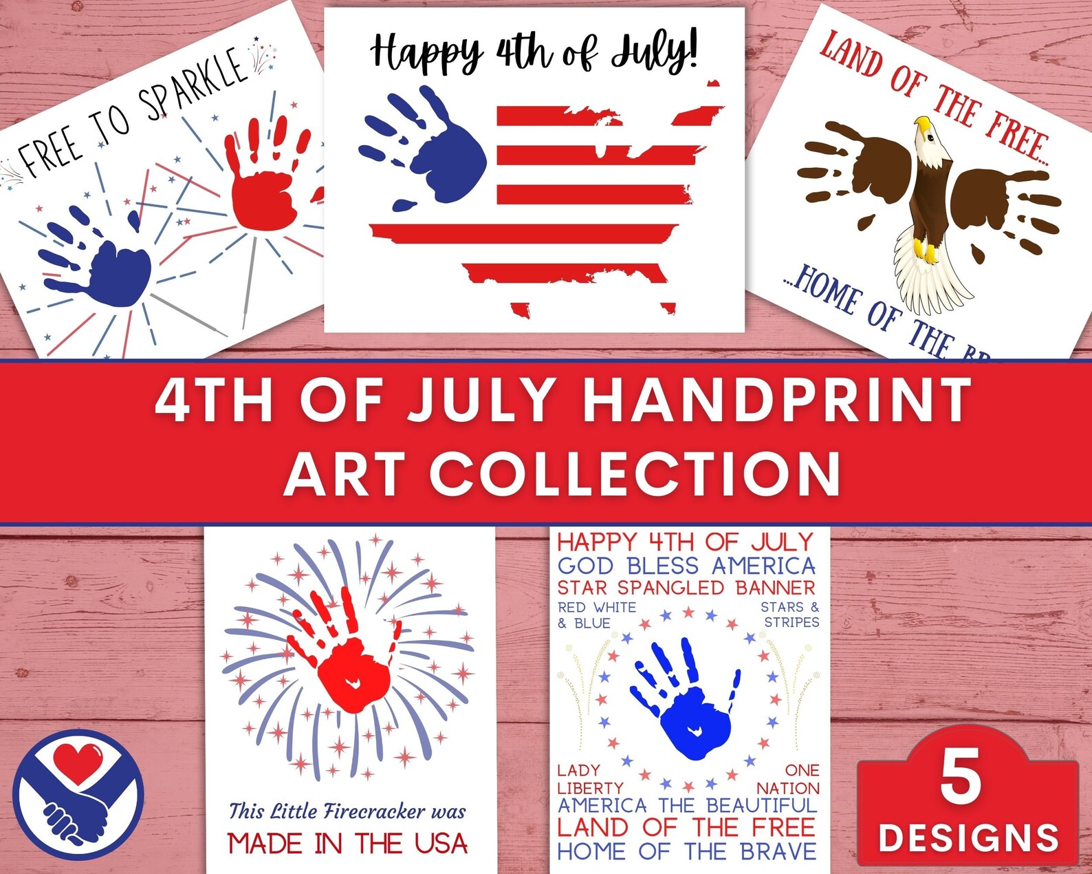 4th of July Handprint Art Collection Printable Craft Kit for Kids 4th ...